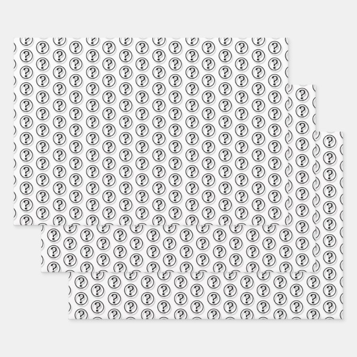 Black White Question Marks Pattern 3D Wrapping Paper Sheets | Zazzle