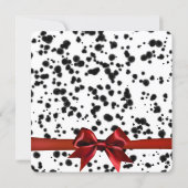 Black White Red Bow Dalmatian Spots Birthday Party Invitation | Zazzle