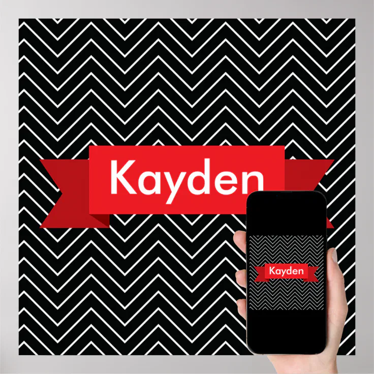 Black White Red Chevron Custom Poster | Zazzle