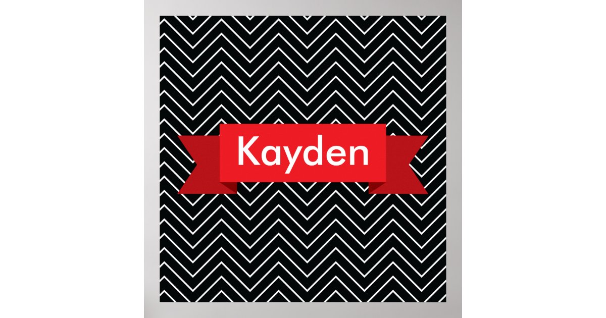 Black White Red Chevron Custom Poster | Zazzle