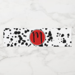 Black White Red Dalmatian Spots Birthday Party Water Bottle Label | Zazzle