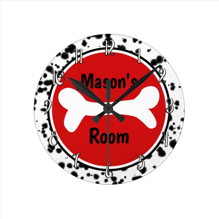 Black White Red Dalmatian Spots Round Clock | Zazzle.com