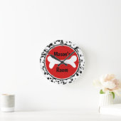 Black White Red Dalmatian Spots Round Clock | Zazzle