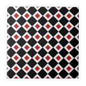 Black, White, Red Diamond Pattern Tile | Zazzle