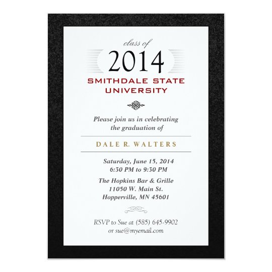 Black White & Red Formal Grad Invite | Zazzle.com