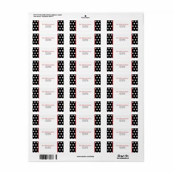 Black White & Red Polka Dot Address Label Sticker | Zazzle