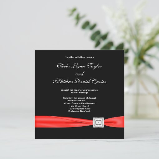 Black White Red Red Black Wedding Invitation | Zazzle