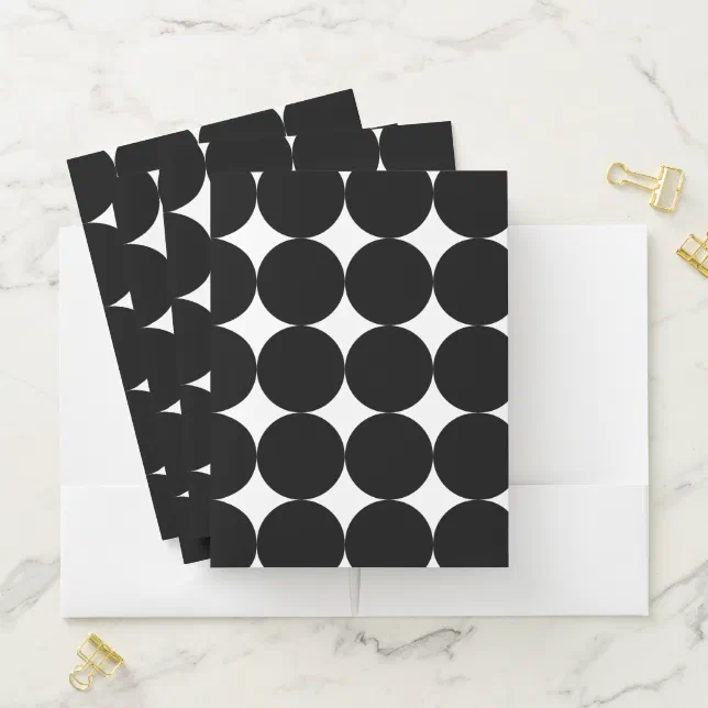 Black White Retro Geometric Circle Pattern Pocket Folder | Zazzle
