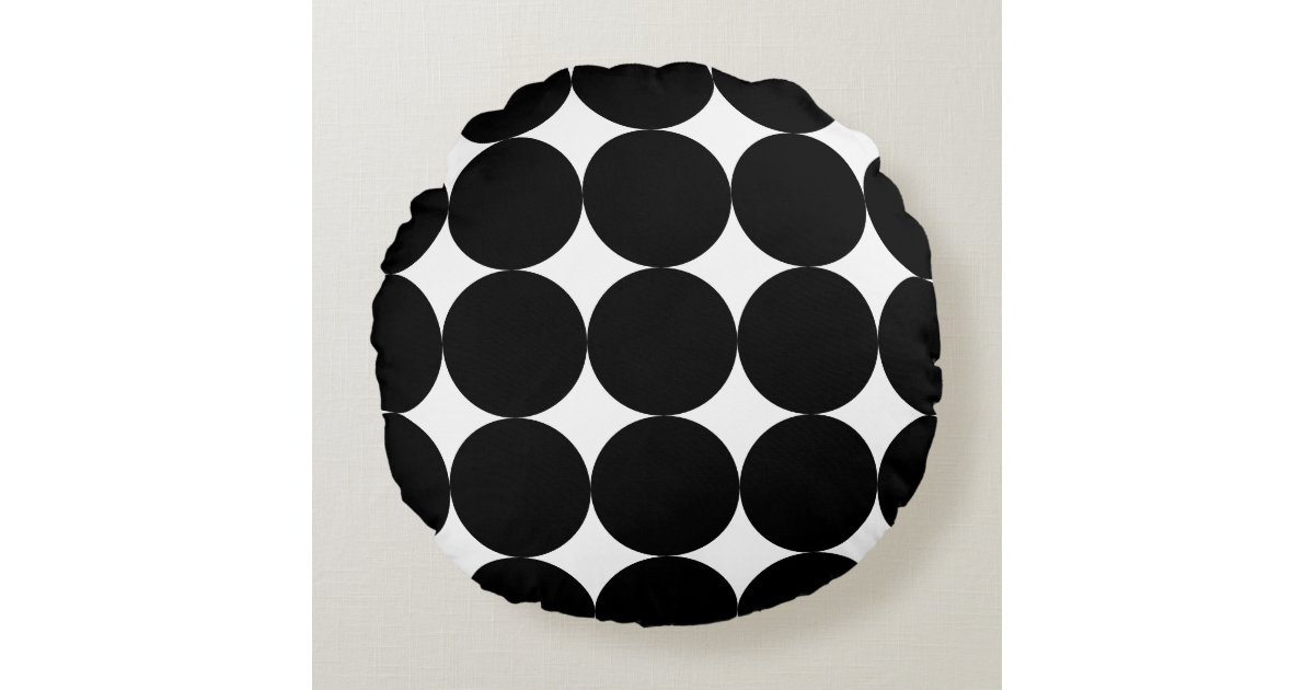 Black White Retro Geometric Circle Pattern Round Pillow | Zazzle