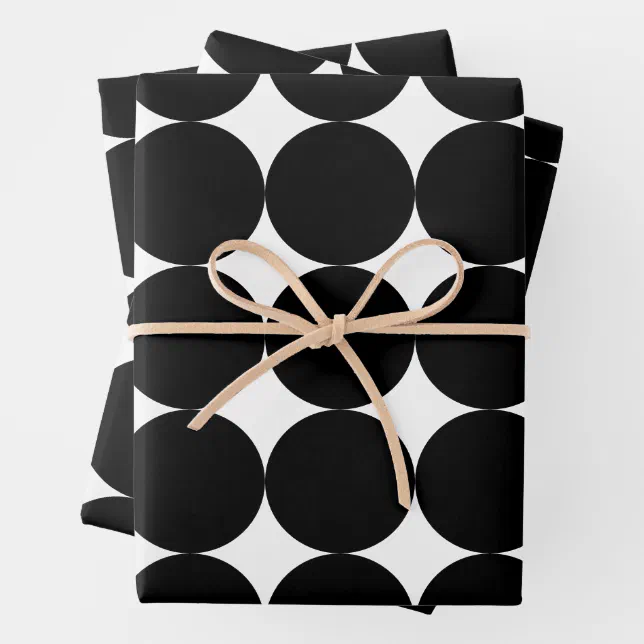 Black White Retro Geometric Circle Pattern Wrapping Paper Sheets | Zazzle
