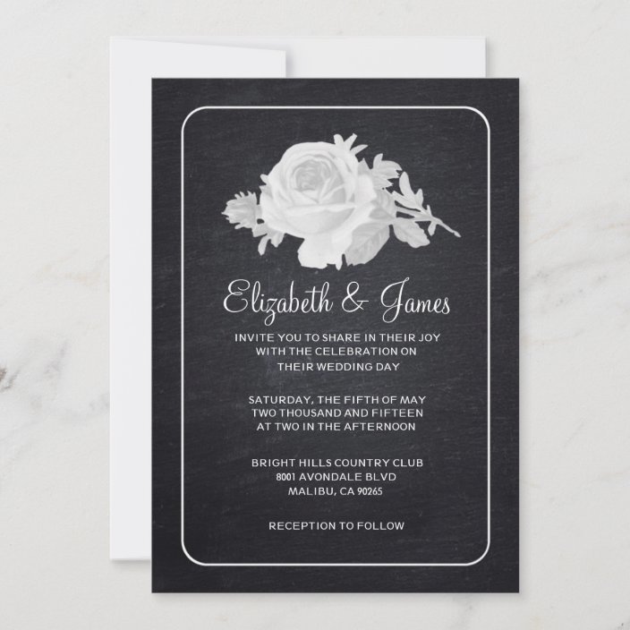 Black White Rustic Floral Wedding Invitations | Zazzle.com