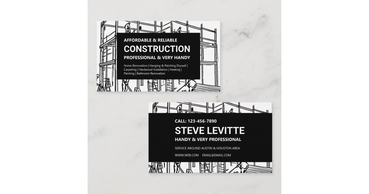 Black & White Scaffolding Construction Business Card | Zazzle