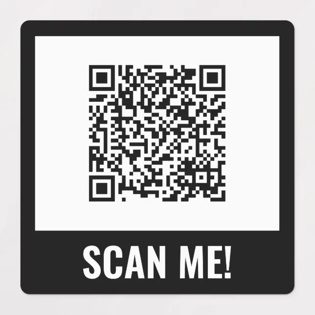 Black White Scan Me! QR Code Labels | Zazzle