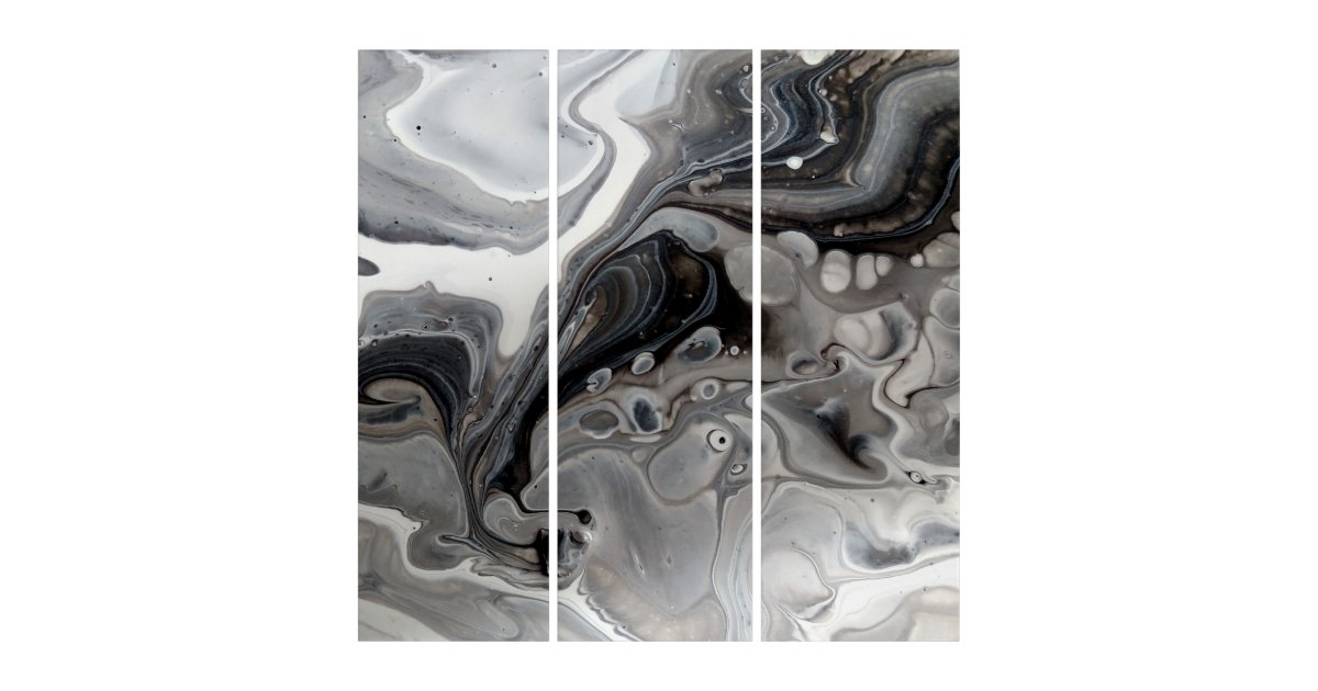 Black White Silver Modern Abstract Tri-Panels Wall Triptych | Zazzle