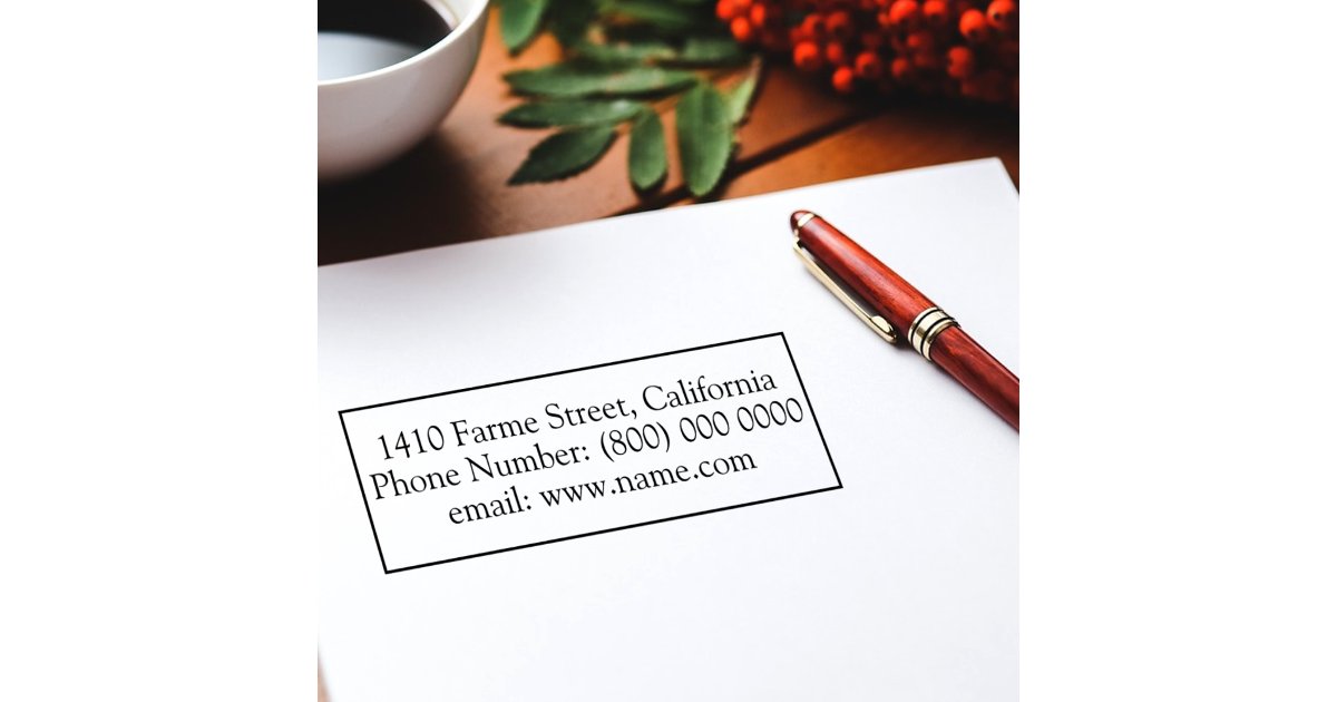 Black White Simple Address Rectangular Self-inking Stamp | Zazzle