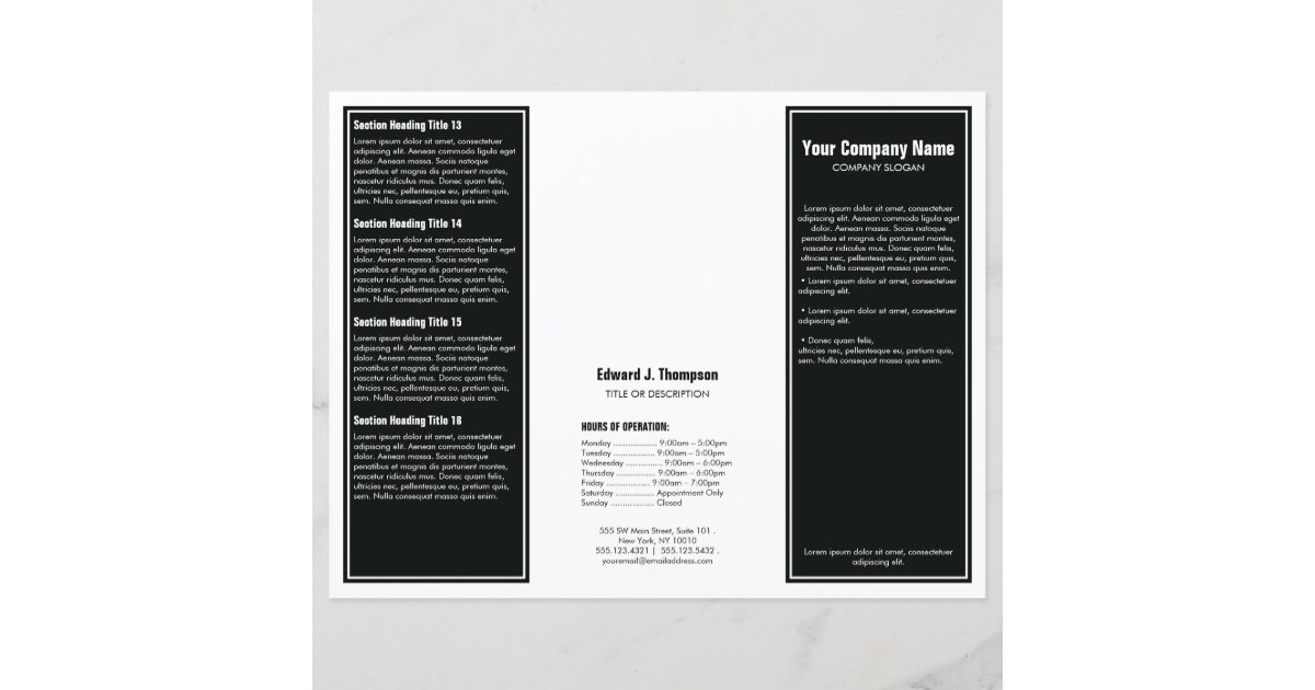 Black White Simple Border Brochure | Zazzle