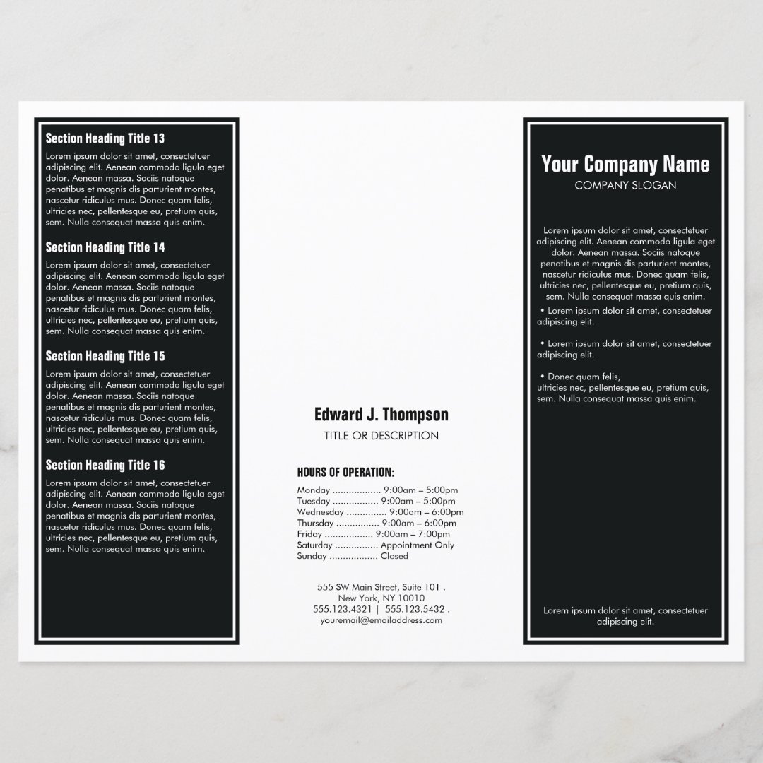 Black White Simple Border Brochure | Zazzle