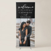 Black White Simple Chic Photo Welcome Wedding Retractable Banner | Zazzle