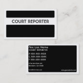 Black white simple court reporter business cards | Zazzle