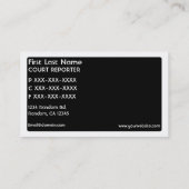 Black white simple court reporter business cards | Zazzle