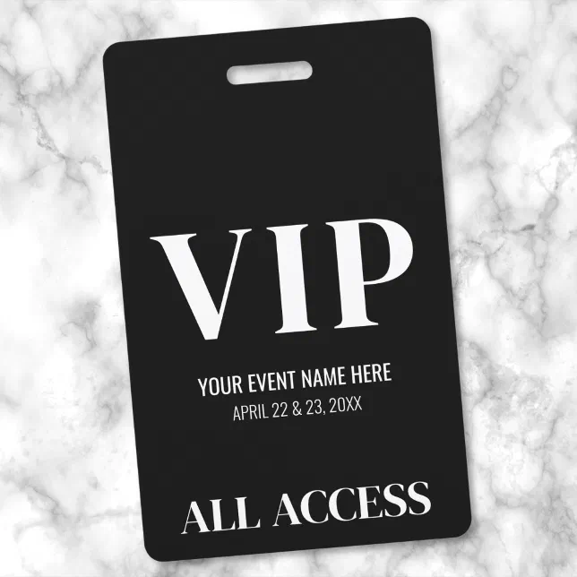 Black White Simple Elegant VIP Event Badge | Zazzle
