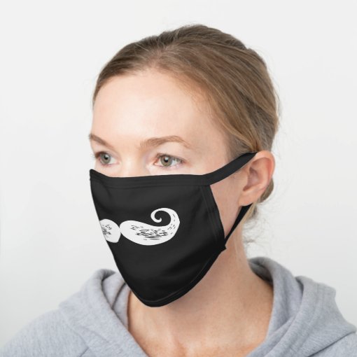 Black White Simple Funny Handlebar Mustache Safety Black Cotton Face ...