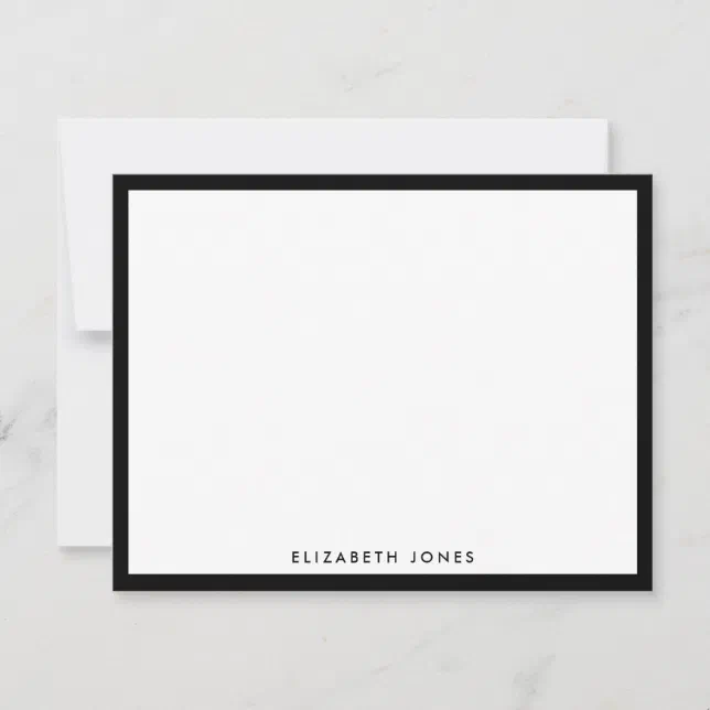 Black White Simple Modern Chic Classic Minimalist Note Card | Zazzle