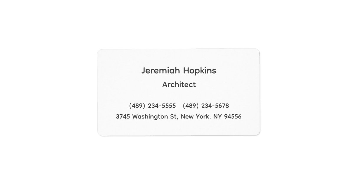 Black White Simple Plain Architect Label | Zazzle