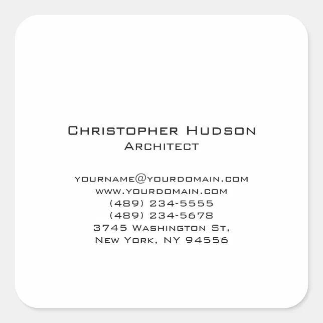 Black White Simple Plain Architect Square Sticker | Zazzle