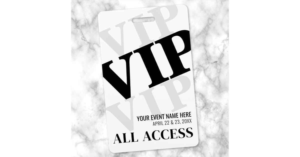 Black White Simple VIP Event Badge | Zazzle