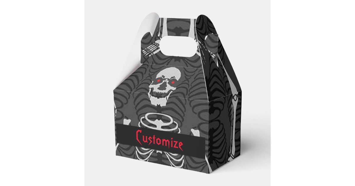 Black & White Skeletons Halloween Favor Box | Zazzle