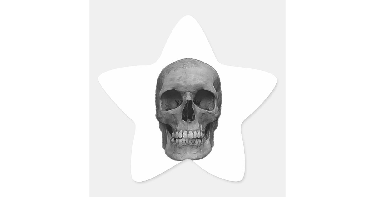 Black & White Skull Star Sticker | Zazzle