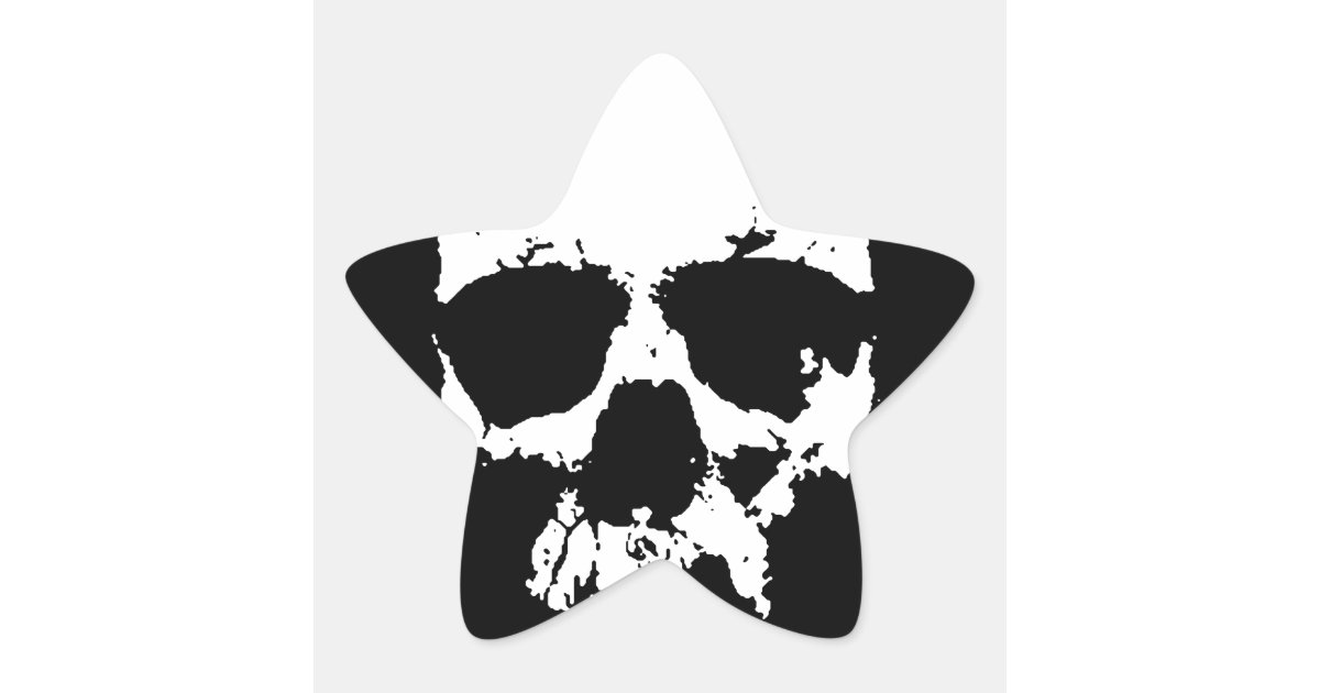 Black & White Skull Star Sticker | Zazzle