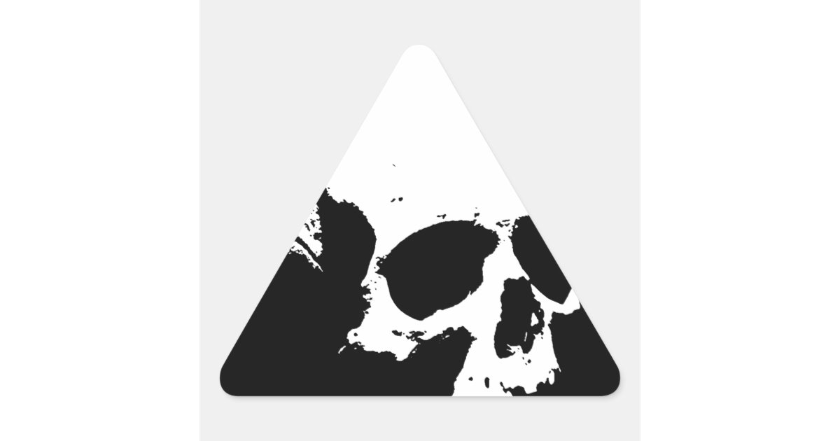 Black & White Skull Triangle Sticker | Zazzle