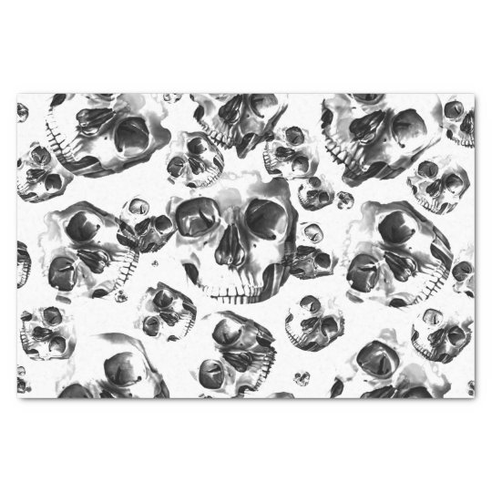Black & White Skulls Skeleton Skull Art Pattern Tissue Paper | Zazzle.com