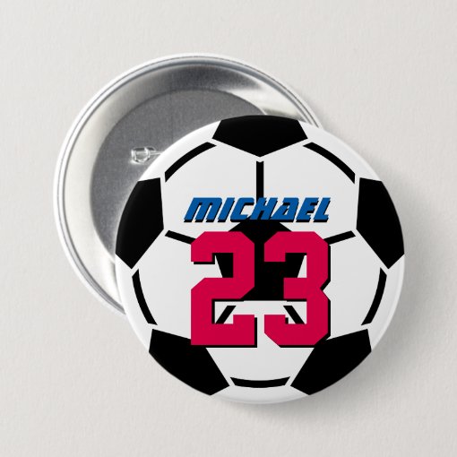Black White Soccer Ball Sports Team Button Pin | Zazzle