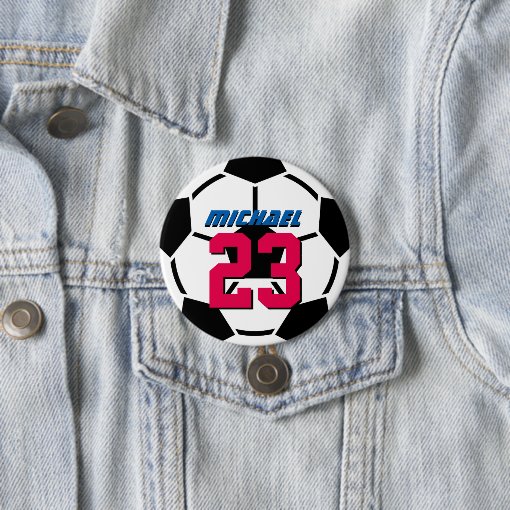 Black White Soccer Ball Sports Team Button Pin | Zazzle