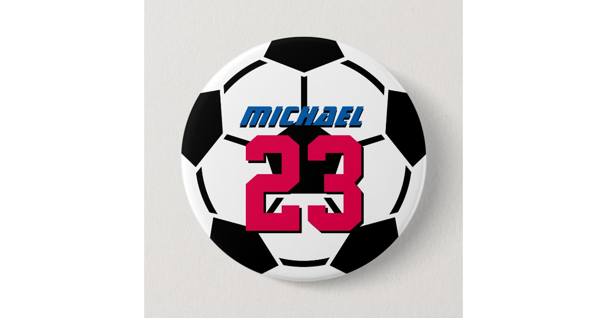 Black White Soccer Ball Sports Team Button Pin | Zazzle