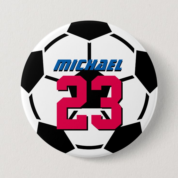 Black White Soccer Ball Sports Team Button Pin | Zazzle