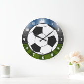 Black White Soccer Football Stadium Sports Large Clock | Zazzle