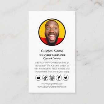 Black White Social Media Icon Content Creator Business Card | Zazzle