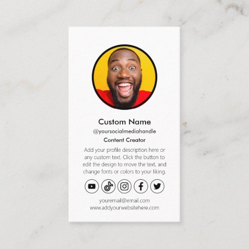 Black White Social Media Icon Content Creator Business Card | Zazzle
