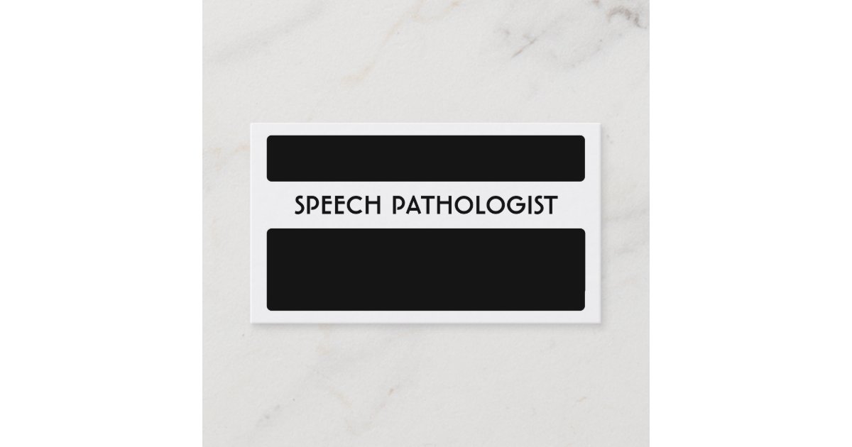 Black white SPEECH PATHOLOGIST business cards | Zazzle