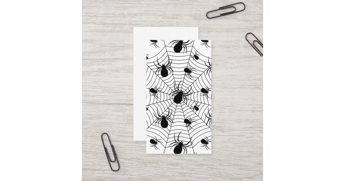 Black White spiders spiderweb Halloween pattern Business Card | Zazzle