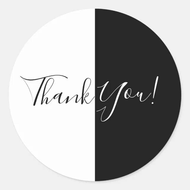 Black & White Split Half Birthday Party Elegant Classic Round Sticker ...
