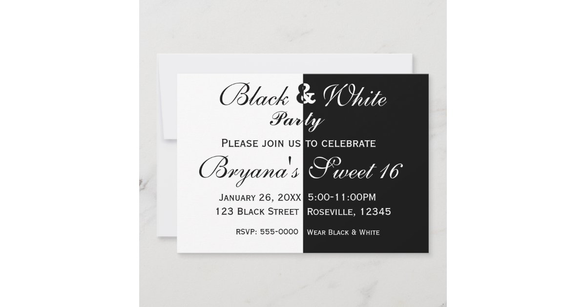 Black & White Split Half Birthday Party Invitation | Zazzle
