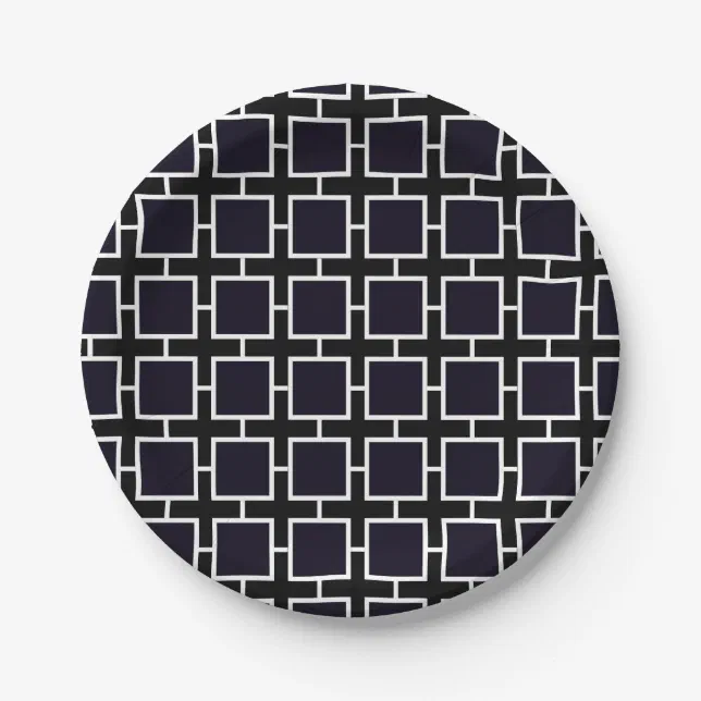 Black & White Square Chic Geometric Party Plates | Zazzle