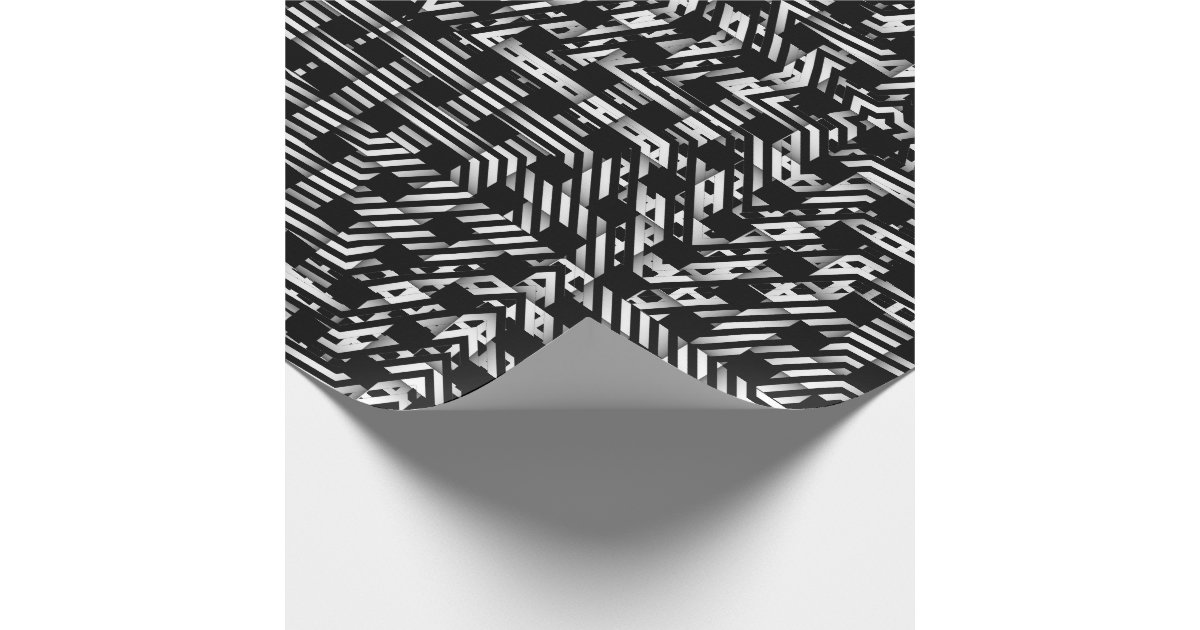 Black White Star Weave Wrapping Paper | Zazzle
