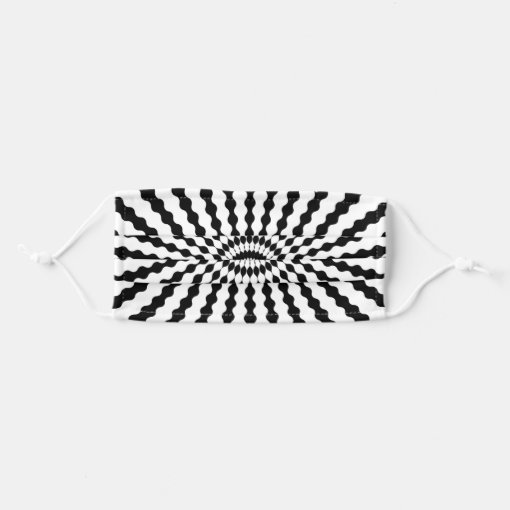 Black white starburst optical illusion fun circle adult cloth face mask ...