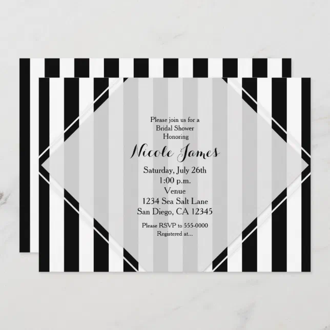 Black & White Stripes Modern Striped Invitations | Zazzle